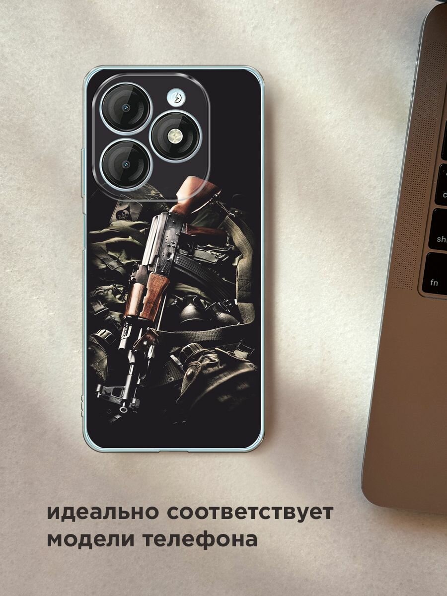 Силиконовый чехол на Itel P55 / Ител Р55 с принтом "Автомат" — фото 1