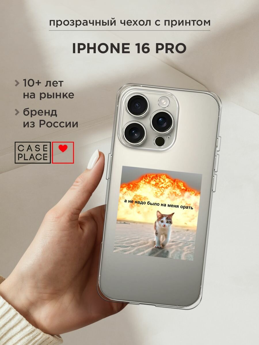 Чехол на Apple iPhone 16 Pro / Айфон 16 Про с принтом "Не надо было орать", прозрачный