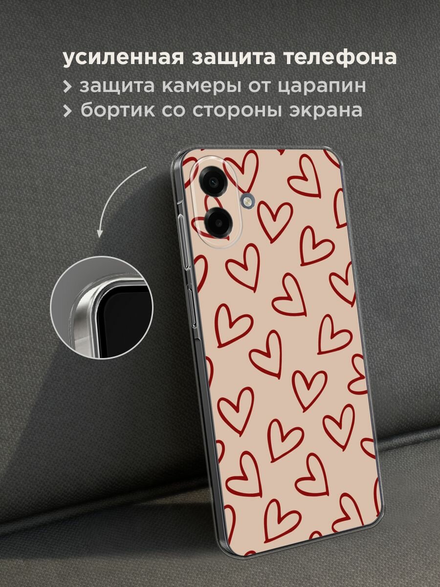 Чехол на Samsung Galaxy A07 / Самсунг А07 с принтом "Little hearts doodles 1 - 14 февраля" — фото 1