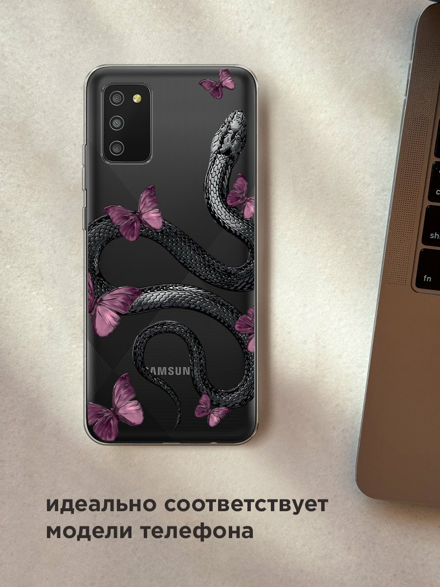 Чехол на Samsung Galaxy A02s / Самсунг Галакси A02s с принтом "Snake and butterflies 2" — фото 1