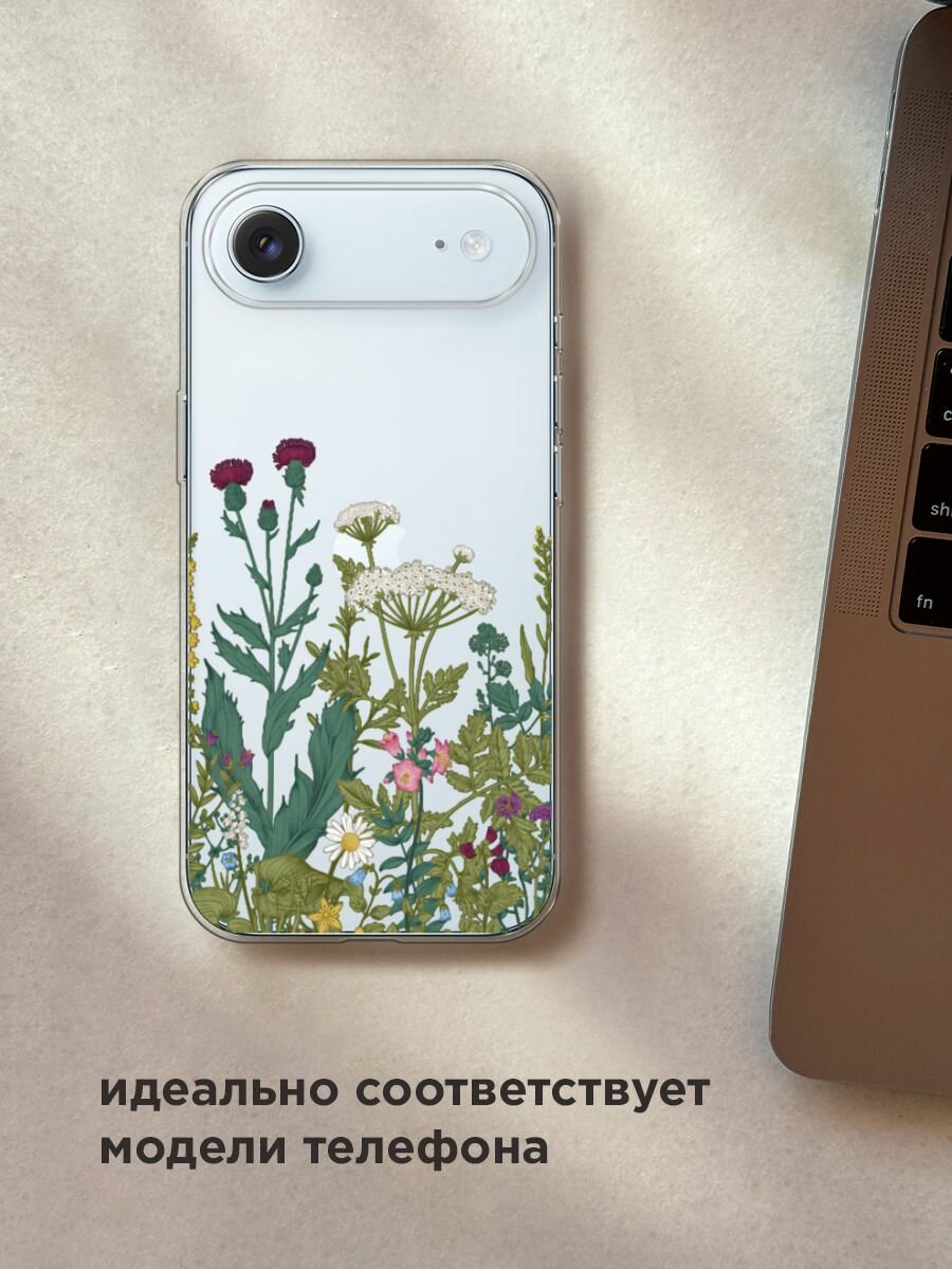 Чехол на Apple iPhone Air / Айфон Айр с принтом "Дикие полевые цветы", прозрачный — фото 1