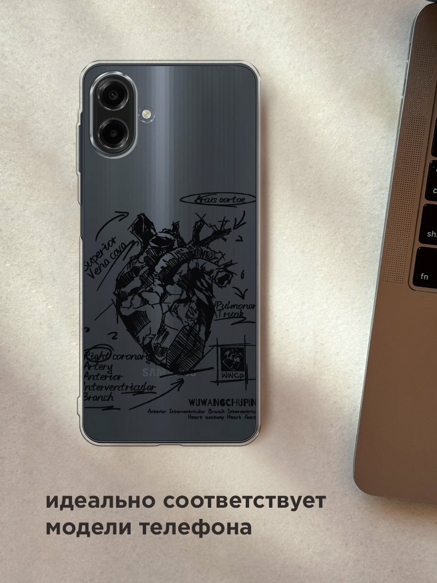 Чехол на Samsung Galaxy A07 / Самсунг А07 с принтом "Анатомическое сердце 2", прозрачный — фото 1