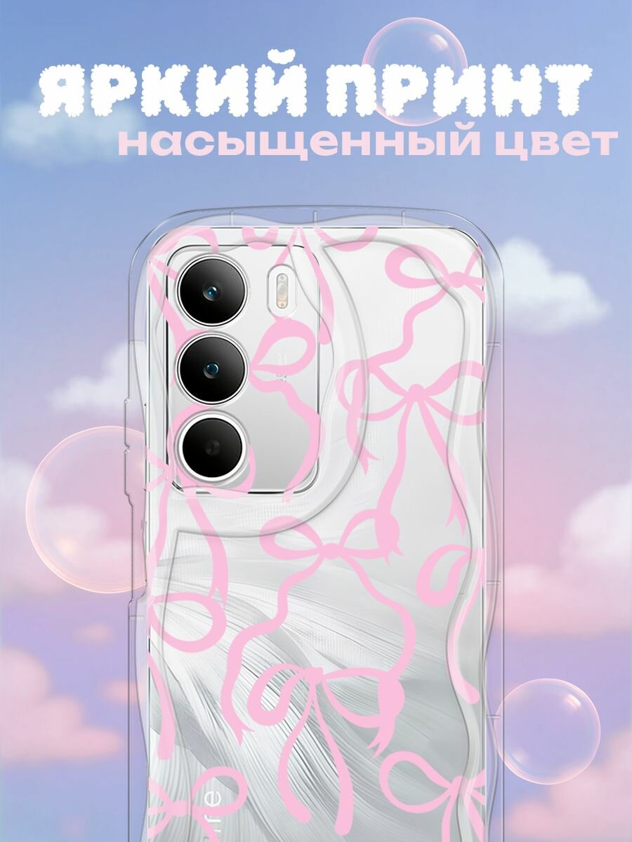Чехол на Realme C71/P3 Lite 4G / Реалми С71/P3 Лайт 4G/P3 Лайт 4G с принтом "Розовый бант паттерн" — фото 1