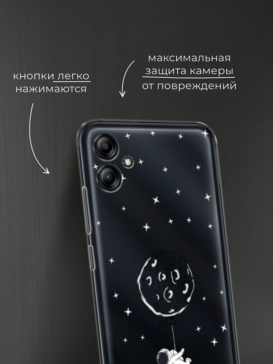 Чехол на Samsung Galaxy A04e / Самсунг A04e с принтом "Лунный полет", прозрачный — фото 1