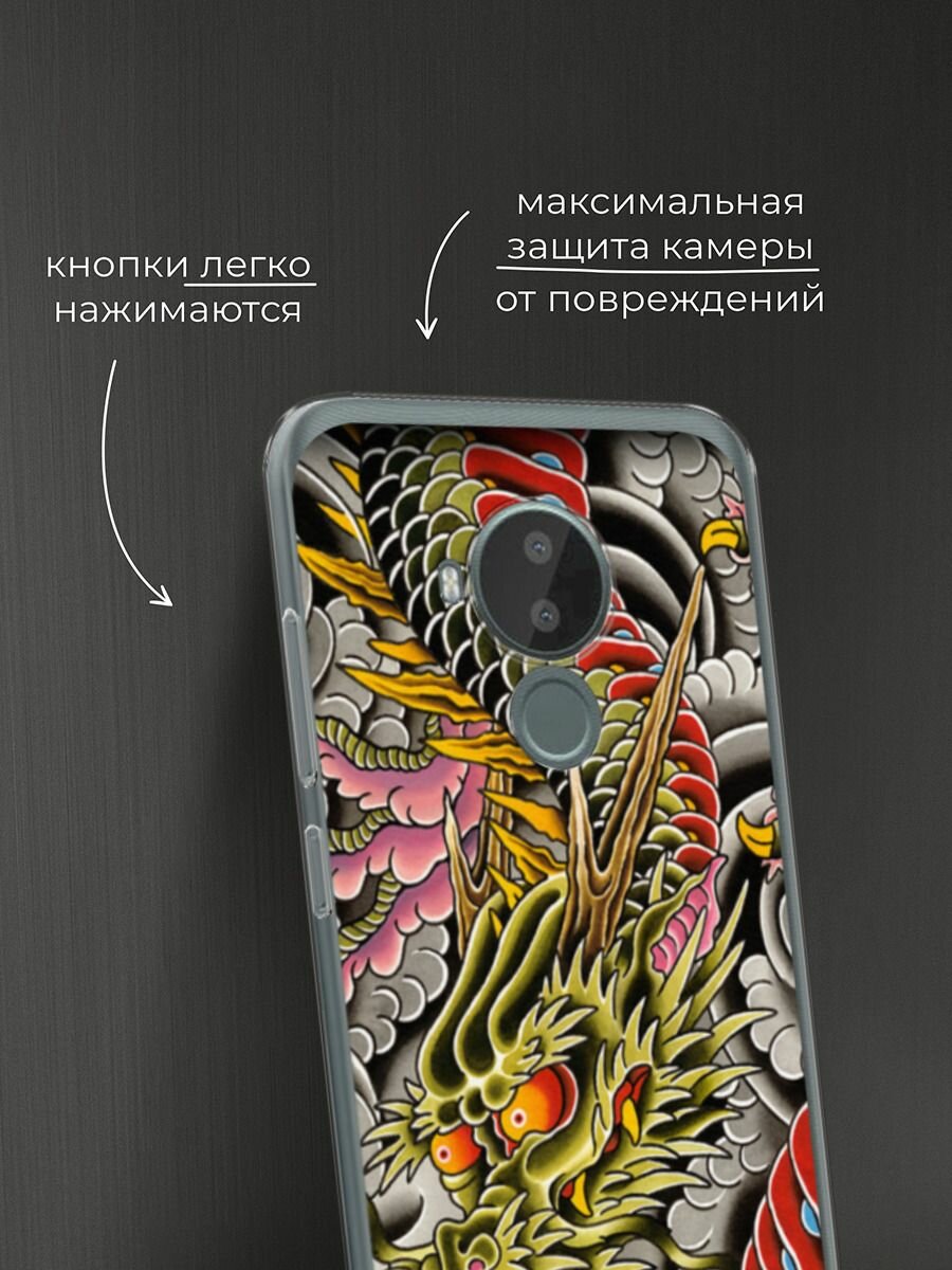 Силиконовый чехол на Nokia C30 / Нокия C30 с принтом "Японский дракон" — фото 1