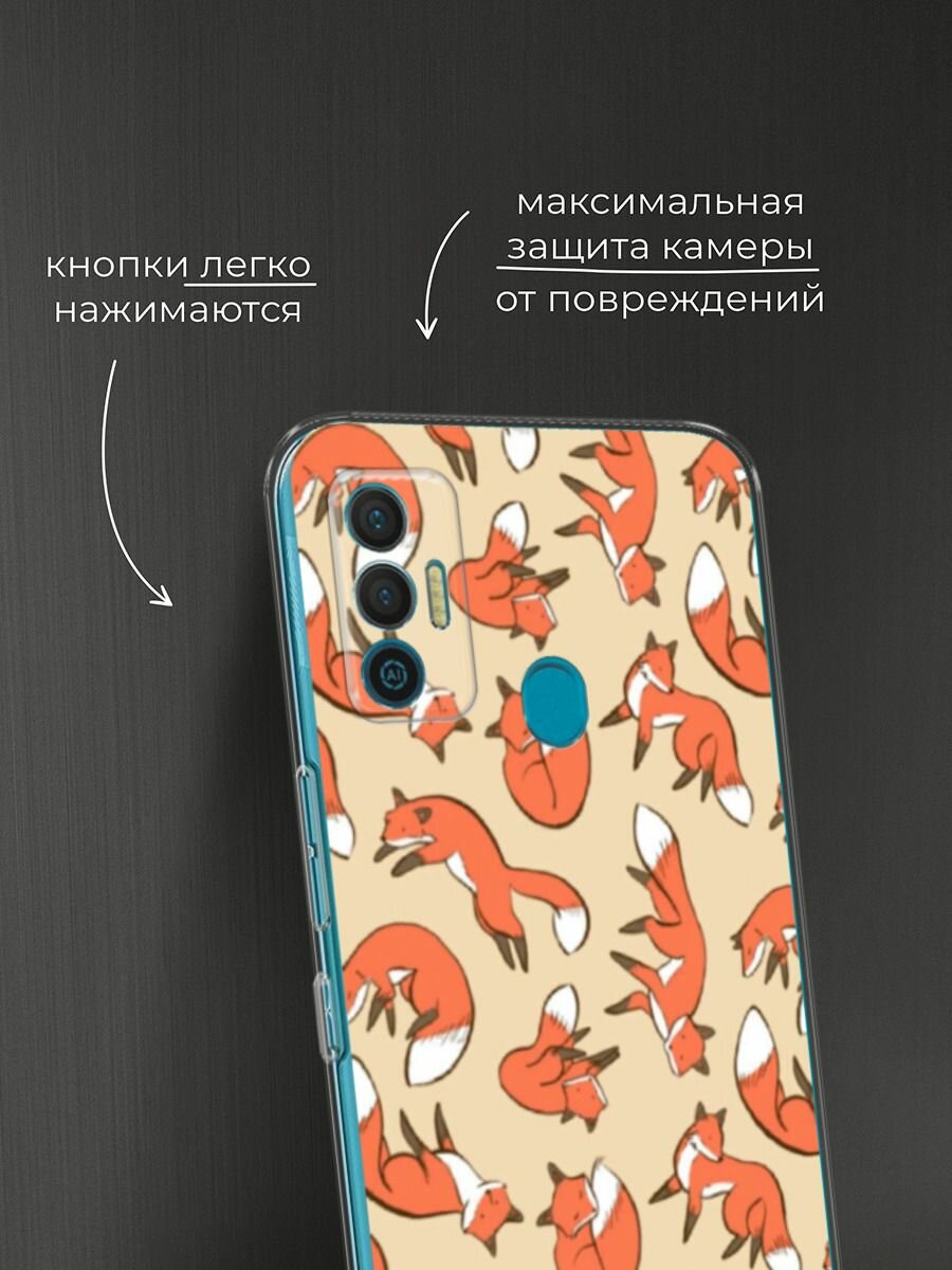 Чехол на Tecno Spark 7 / Техно Спарк 7 с принтом "Лисички фон" — фото 1