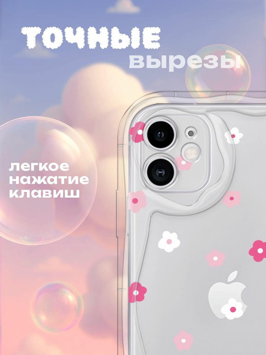 Чехол на Apple iPhone 11 / Айфон 11 с принтом "Весенние цветочки рисунок" — фото 1