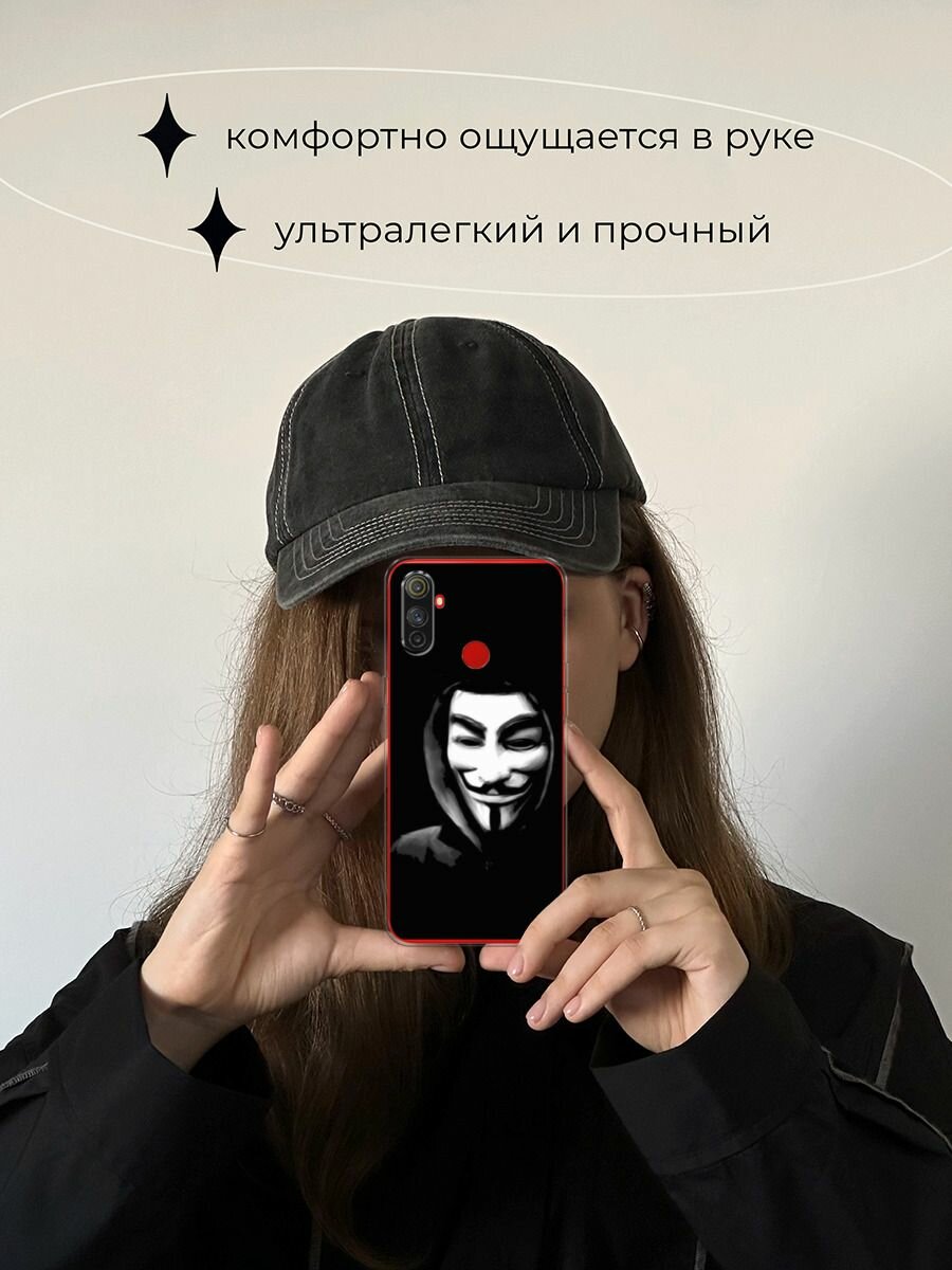 Силиконовый чехол на Realme C3 / Реалми C3 с принтом "Анонимус" — фото 1