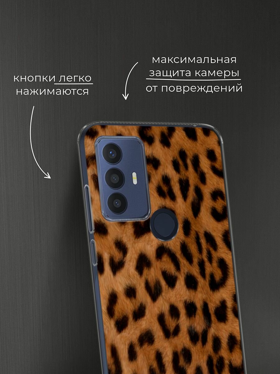 Чехол на TCL 30E/30 SE/305/306 / ТСЛ 30E с принтом "Мех леопарда" — фото 1