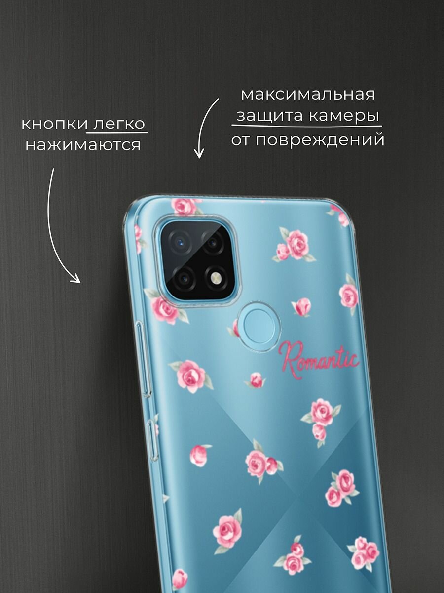 Чехол на Realme C21 / Реалми С21 с принтом "Romantic 2", прозрачный — фото 1