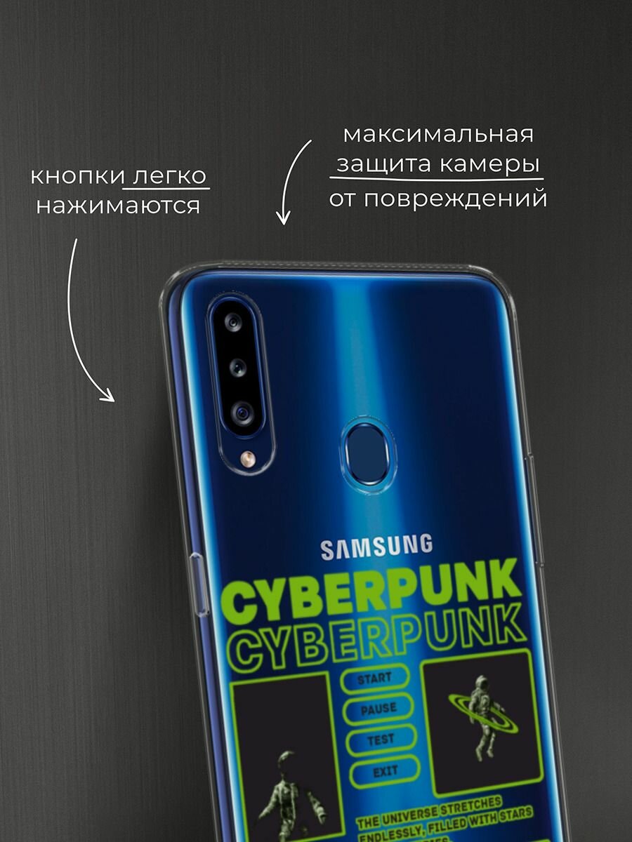 Чехол на Samsung Galaxy A20s / Самсунг Галакси A20s с принтом "Cyberpunk", прозрачный — фото 1