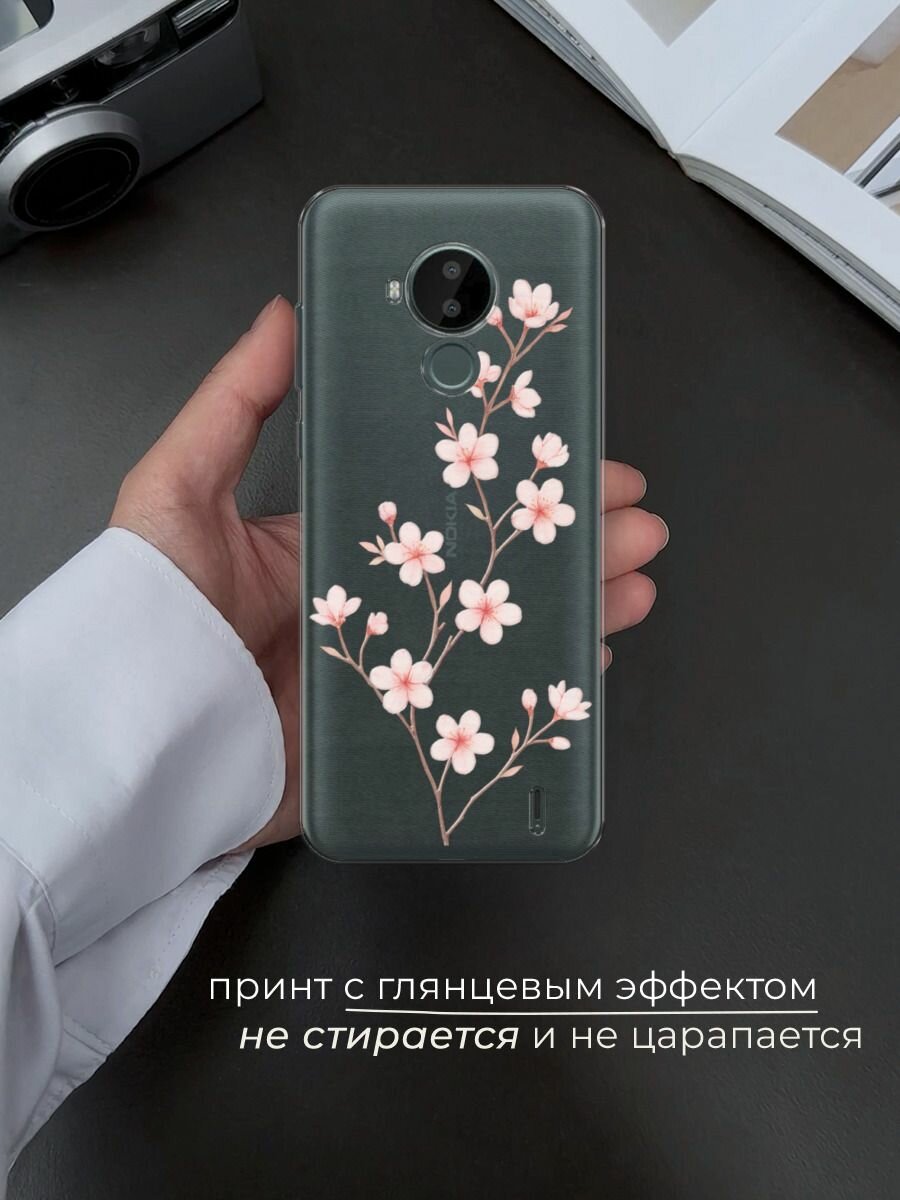 Чехол на Nokia C30 / Нокия C30 с принтом "Веточка сакуры 2" — фото 1