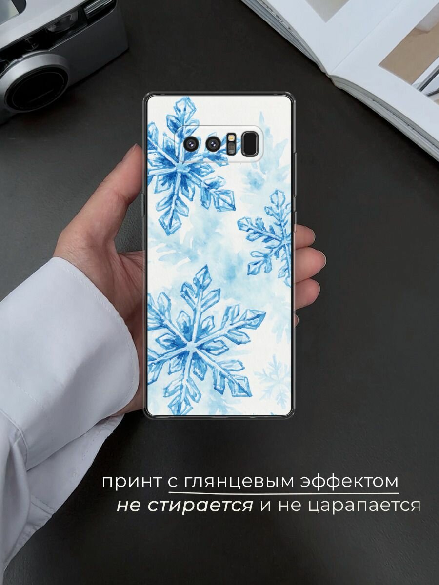 Чехол на Samsung Galaxy Note 8 / Самсунг Галакси Нот 8 с принтом "Акварельные снежинки" — фото 1