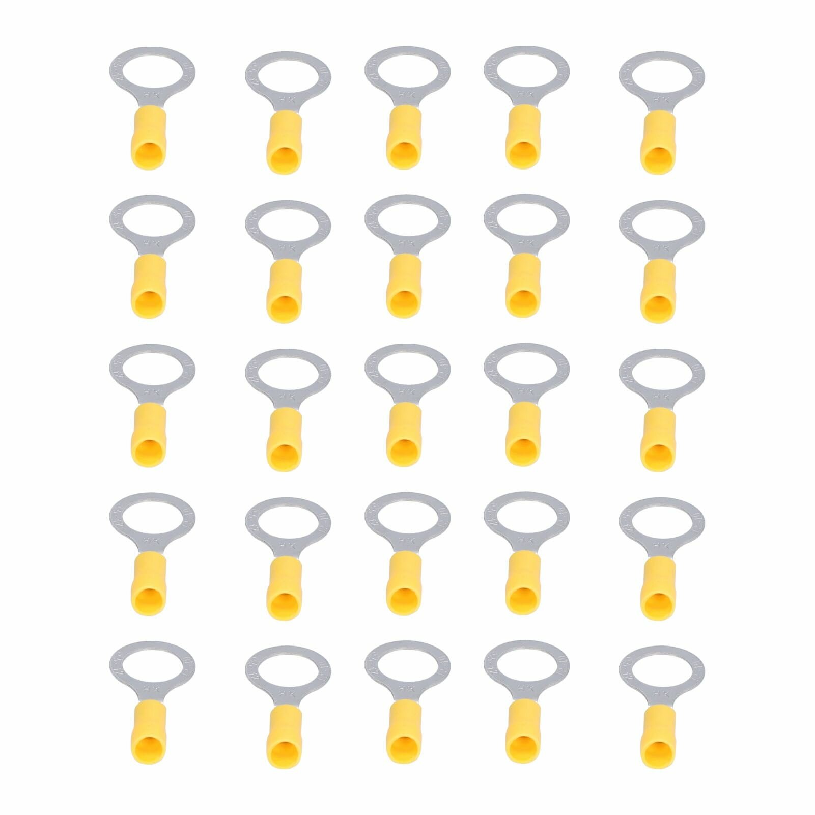 25 шт. кольцевой зажим для электрического провода, обжимной разъем RV5 12, набор аксессуаров, желтый