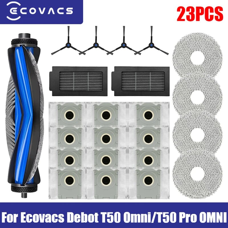 For Ecovacs Deebot T50 PRO Robot Vacuum Cleaner Robot Main Side Brush HEPA Filters Mop Cloth Dust Bags