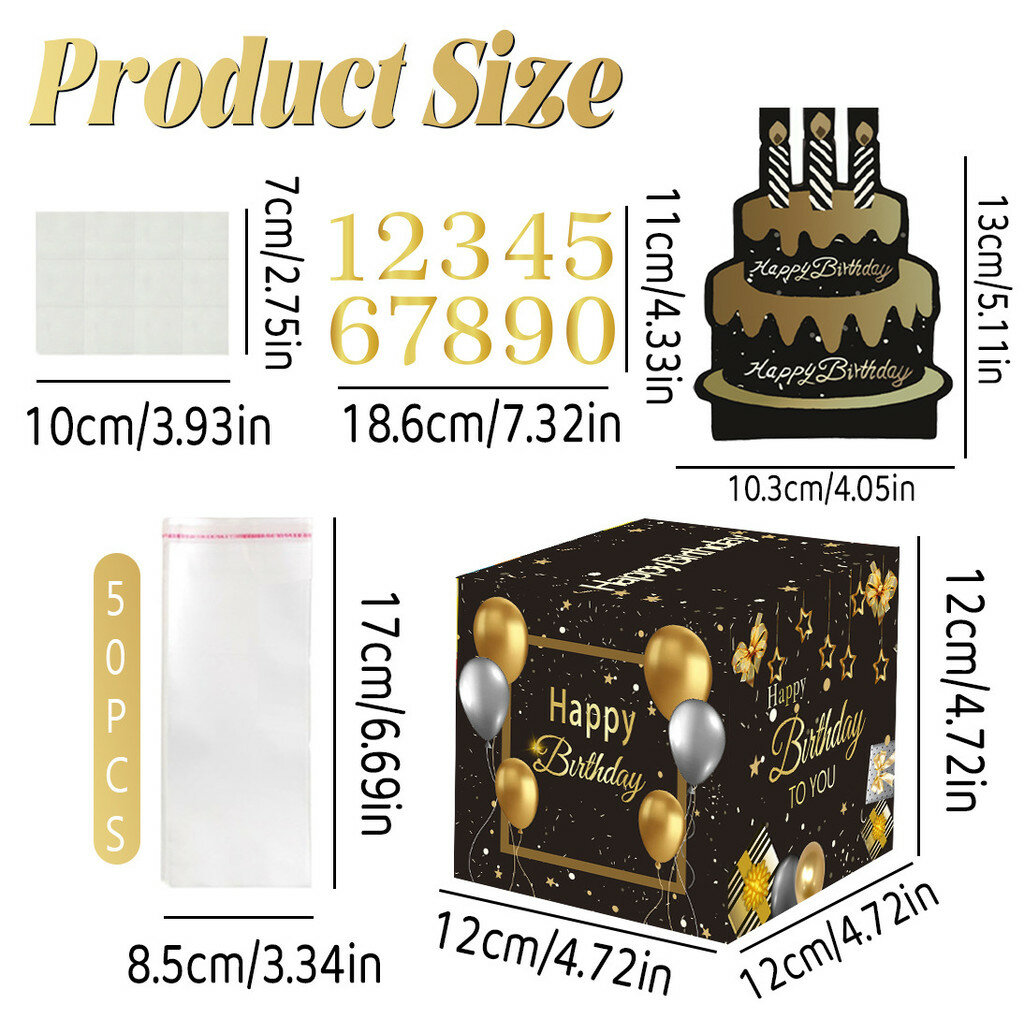 Бумажный подарочный ящик для денег на день рождения с ярким дизайном для украшения вечеринки и дарения стиль 6