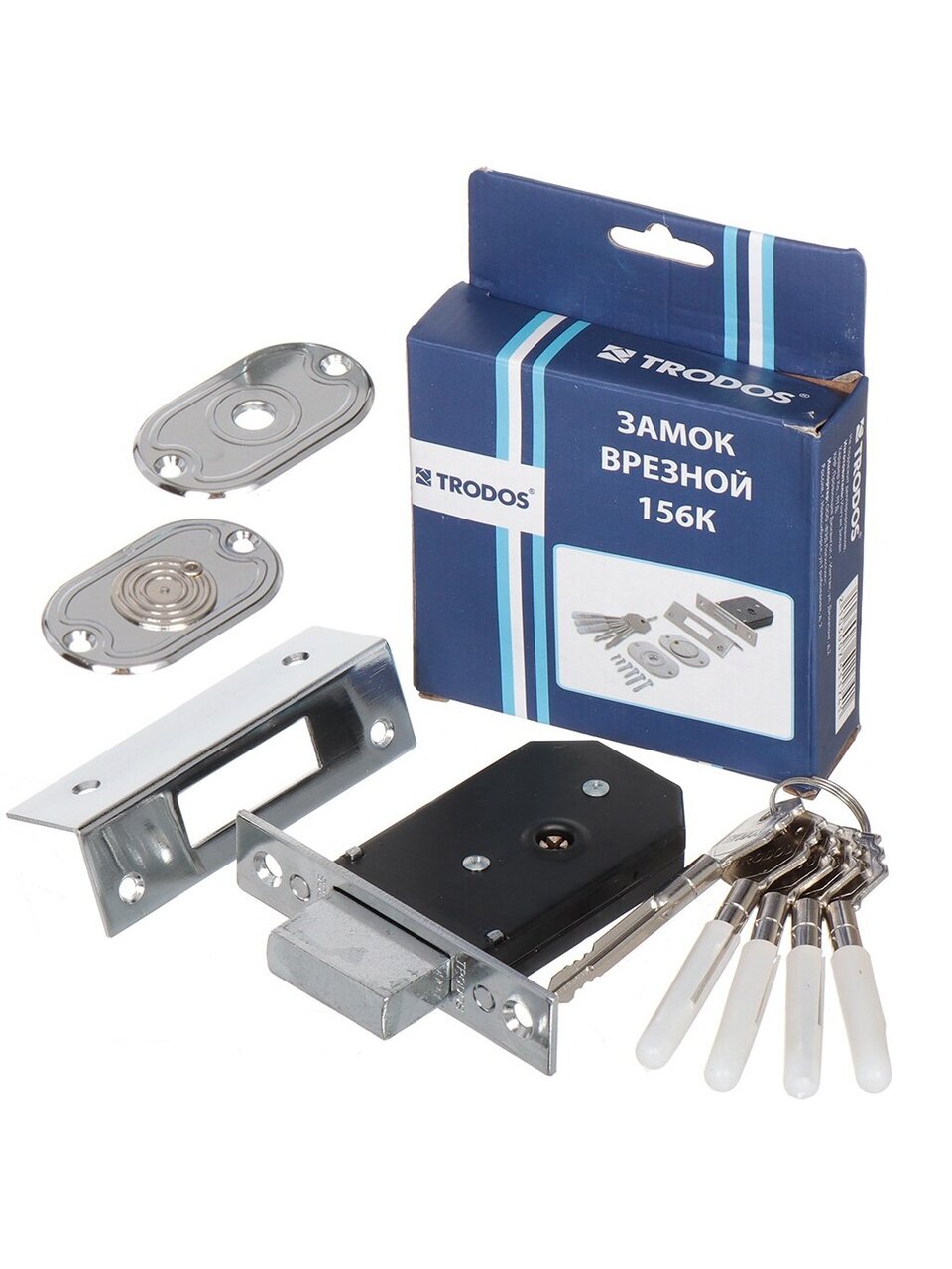 Замок врезной Trodos, 156K CP, 202135, без ручки, цилиндровый, хром