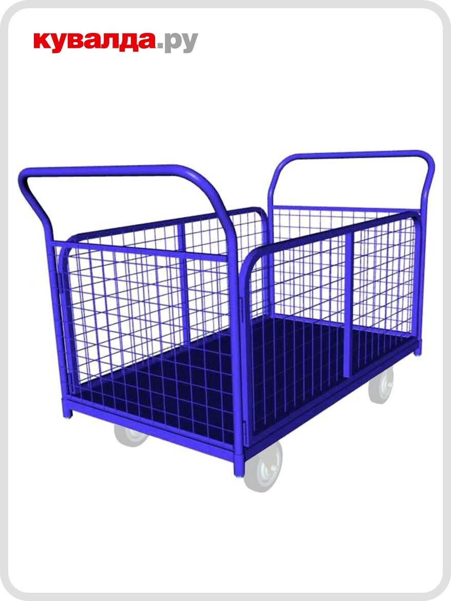 Тележка платформенная Rusklad ТС-5 700 х 1200 мм, съемные сетчатые борта (без колес)