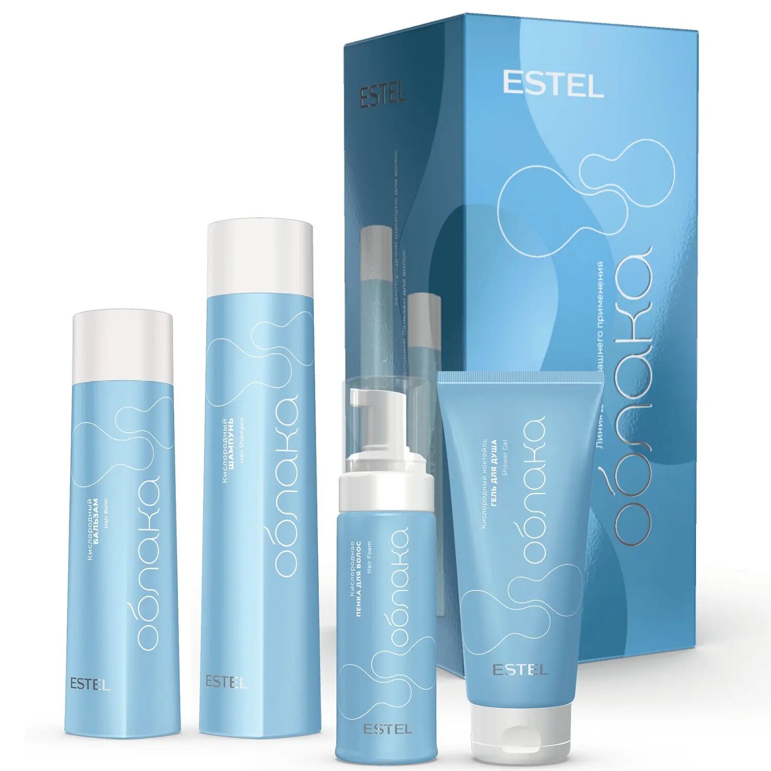 Набор ESTEL Облака Кислородное насыщение (шампунь+бальзам+гель+пенка), 300мл+250+200+150мл