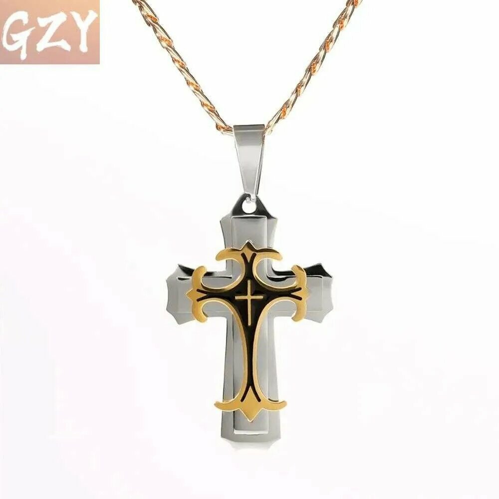 Украшений "Гермес", мужской большой крест с цепочкой