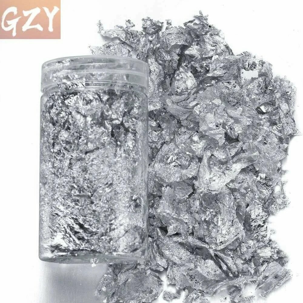 Хлопья потали для эпоксидной смолы, маникюра и творчества, сусальная фольга , цвет серебро , 10 гр