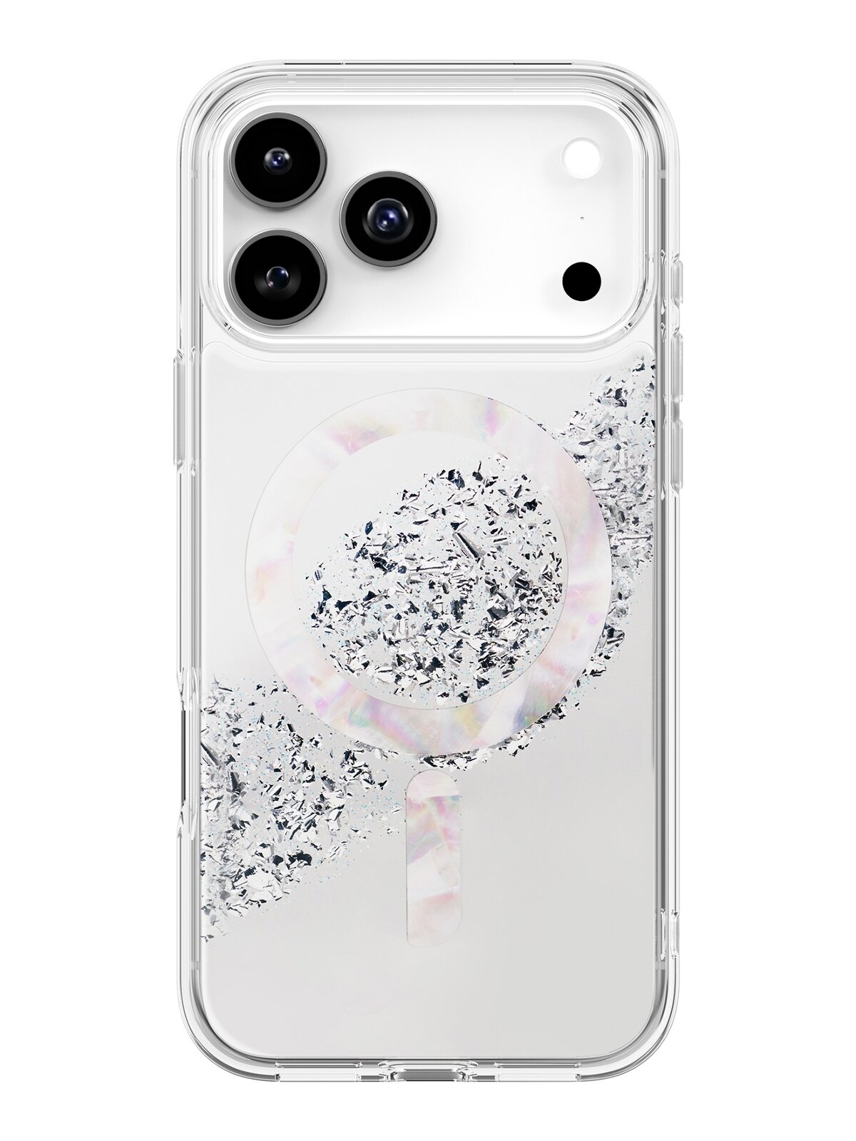 Uniq чехол с MagSafe для iPhone 17 Pro Max, COEHL Resin Crystelle Sparkling Silver