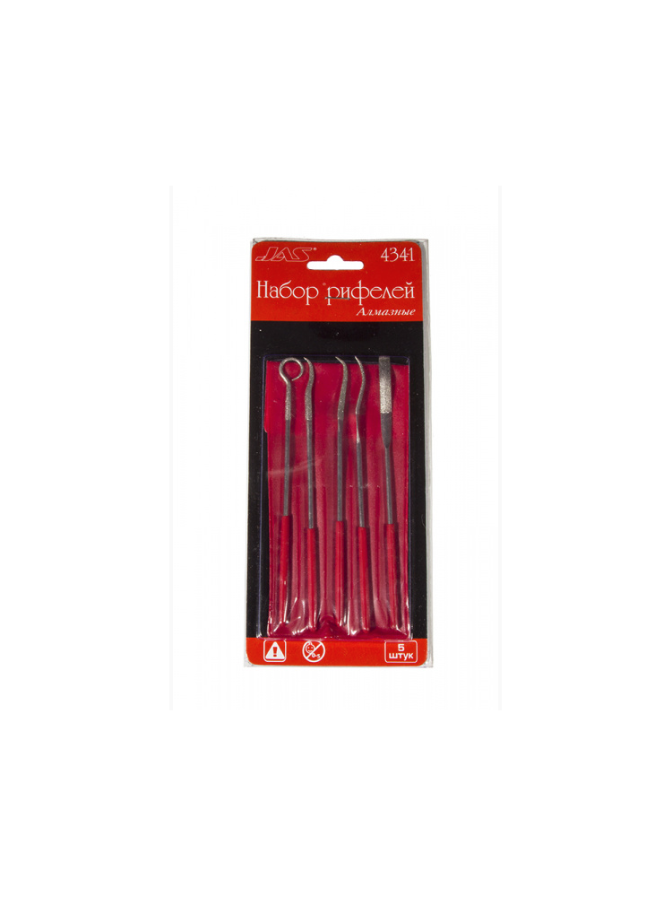 Набор рифелей, алмазные 5шт. блистер + чехол 4341