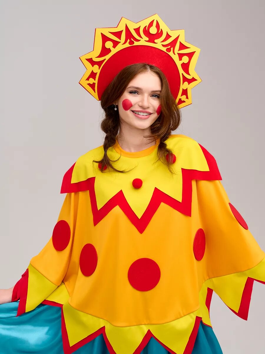 Карнавальный костюм Масленица с кокошником, оранжевый