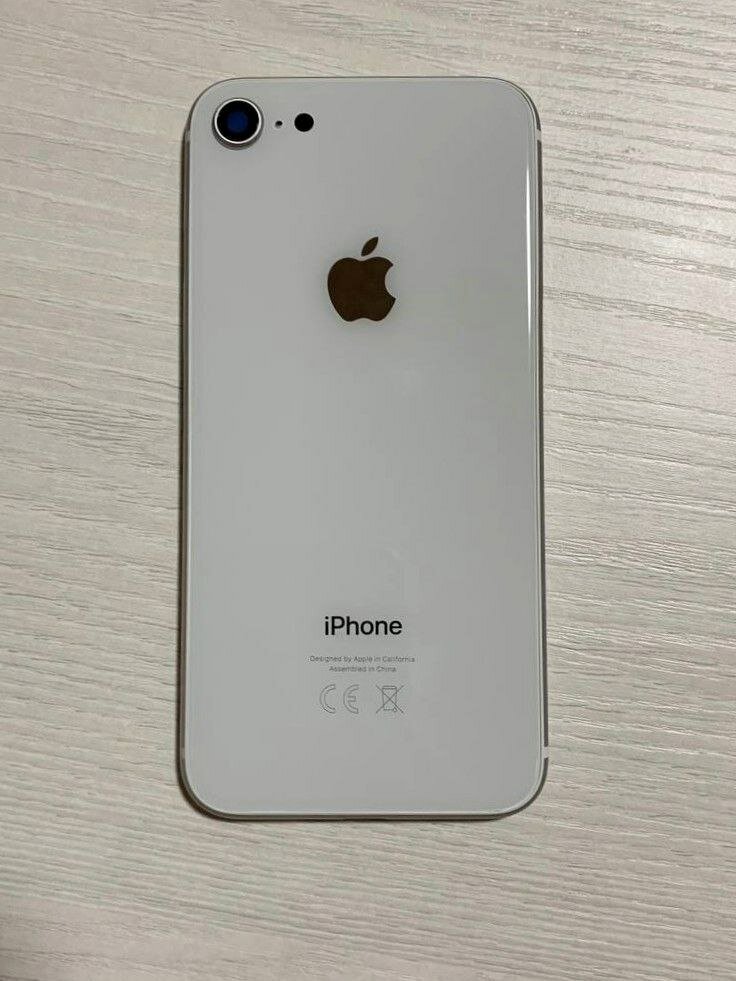 Корпус для IPhone 8 белый (silver), комплект кнопок, сим-лоток — фото 1