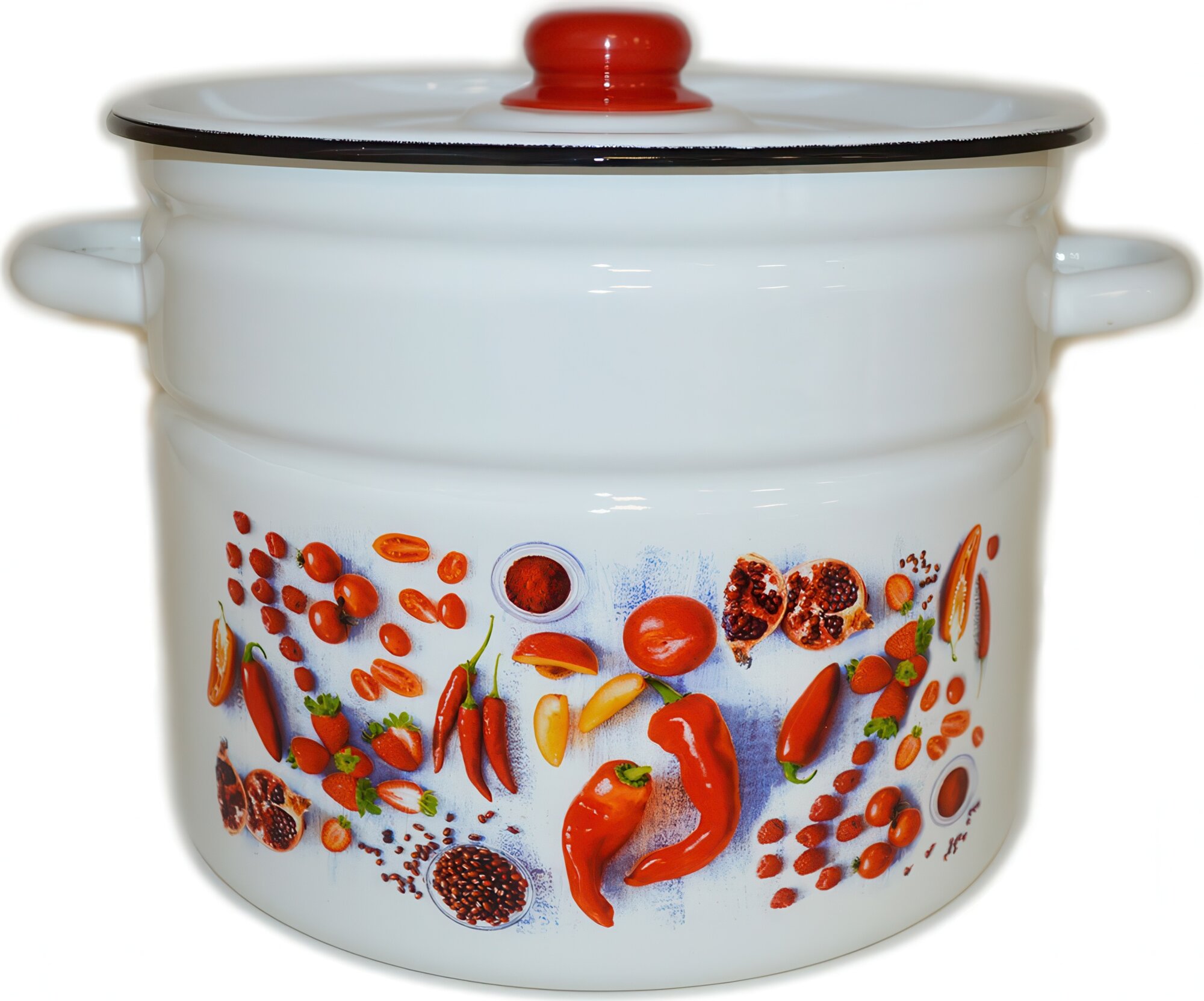 Кастрюля эмал цил Appetite Паприка 9,0 литров, можно мыть в посудомоечной машине