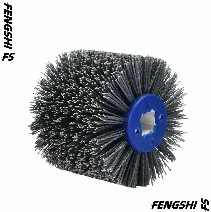 Валик ( щетка ) нейлоновый для браширования Р80, Щетка для шлифмашин 120 мм, посадка М14, ABS/капрон, темно-синяя