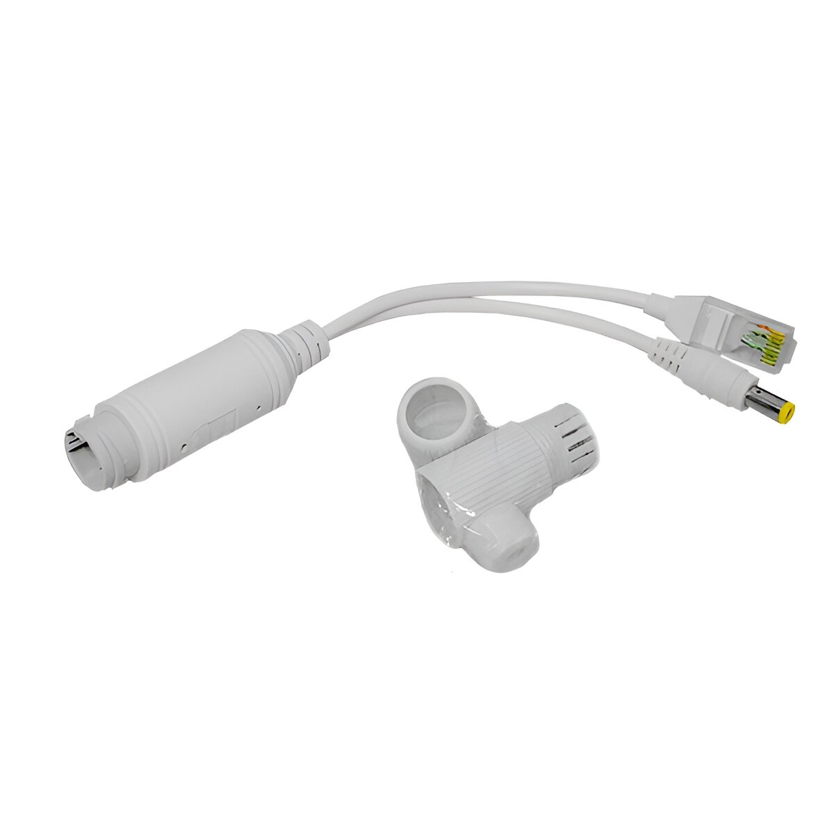 PoE сплиттер Plug & Play с гермовводом IP00, 1 вход, 2 выхода, белый