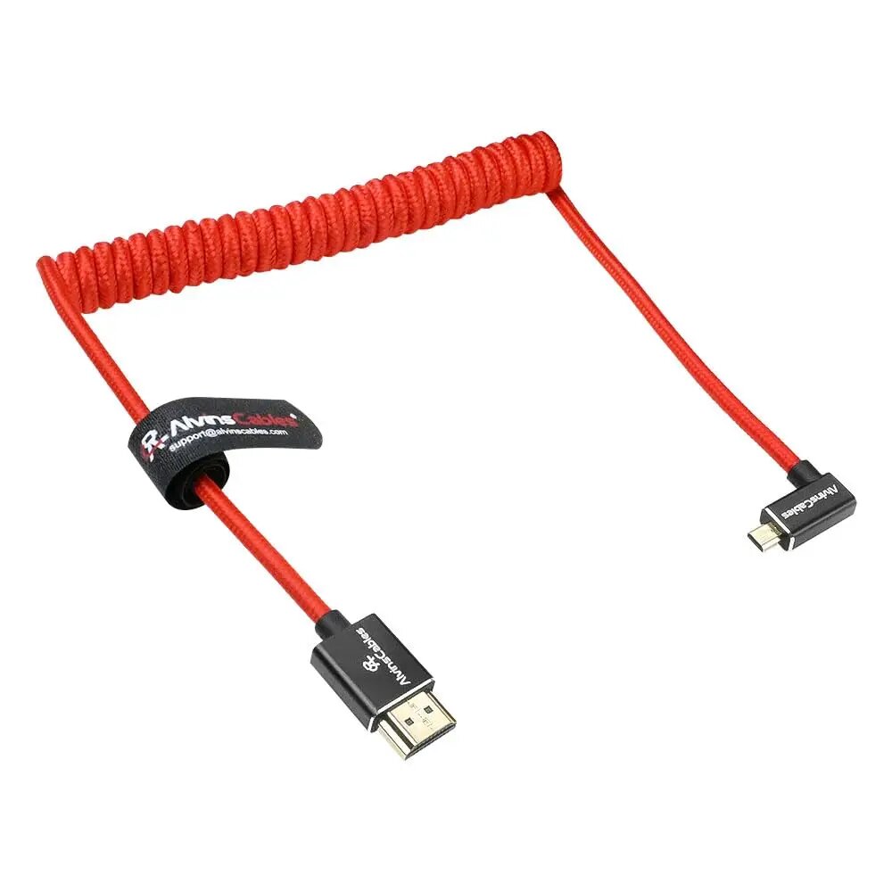 Прямоугольный Micro HDMI-HDMI кабель 8K 60 Гц сплетение Alvin's Cables 2.1
