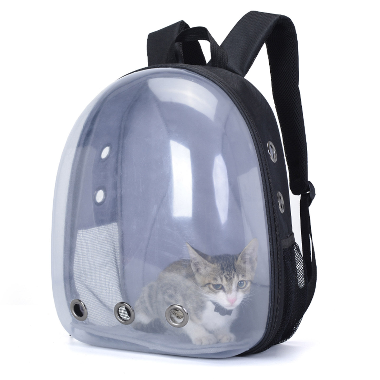 Рюкзак для перевозки котов и маленьких собак Bubble Bag Космическая капсула Петный переносчик Рюкзак для походов с собаками Авиаподходящий Транспортный контейнер Водонепроницаемый Дыхающий, черный, размер 42*32*20см, вес 795г, грузоподъемность 30кг,