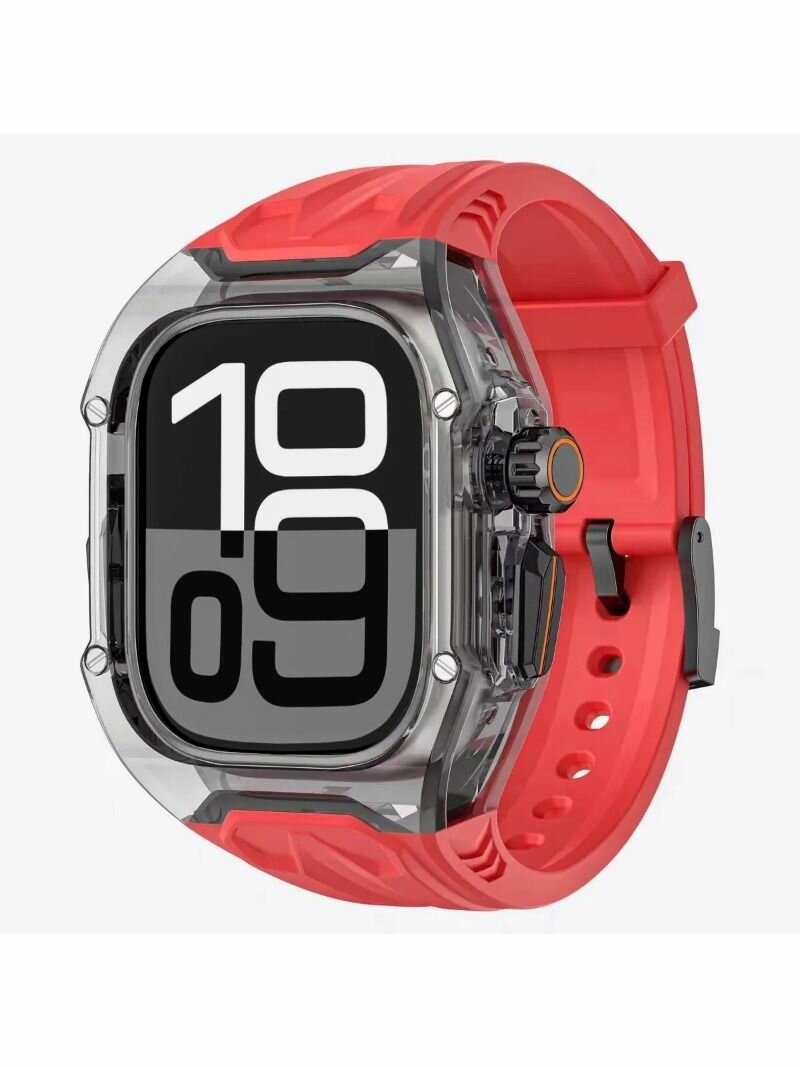 Прозрачный модификационный набор для Apple Watch: ремешок + защитный корпус для Series 9/8/7, все размеры 45 мм
