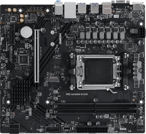 Материнская плата MSI PRO A620AM-B EVO Socket AM5 AMD A620A DDR5 mATX AC`97 8ch(7.1) 2.5Gg RAID+VGA+