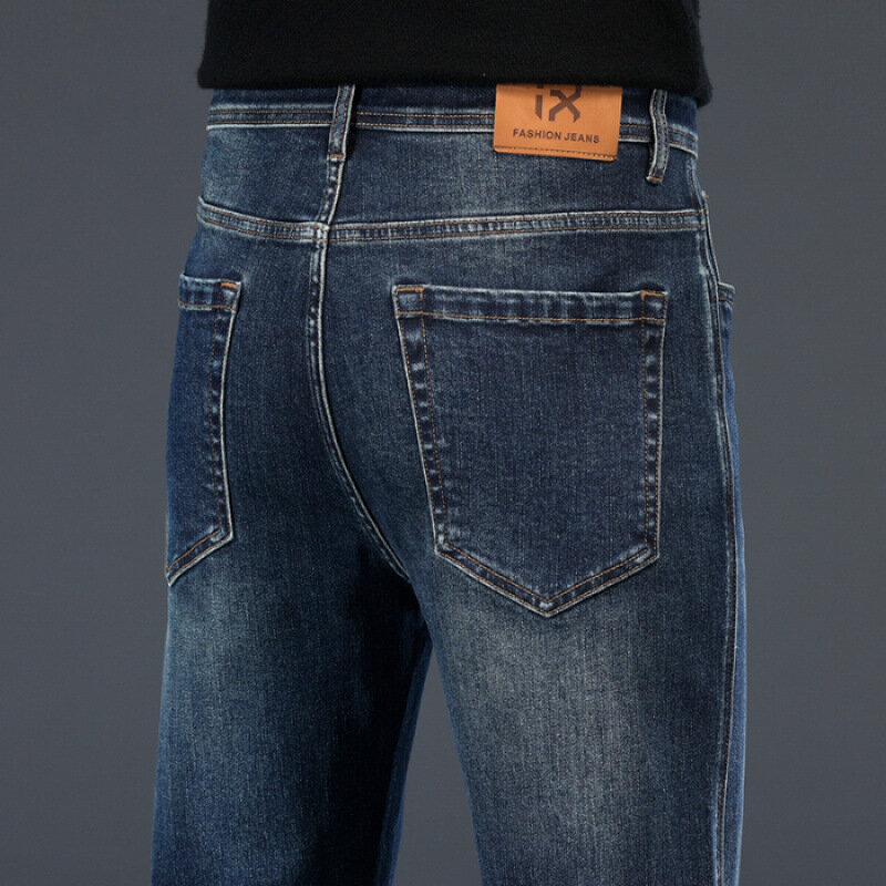 Охоты Брюки JYL Джинсы мужские широкие прямые осенние широкие штаны плюс размеры эластичные повседневные