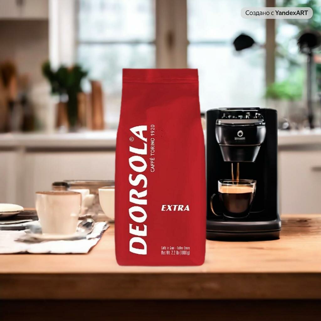 Кофе в зернах "Deorsola" Extra, 1кг, арабика-робуста, средняя обжарка, без добавок, Италия