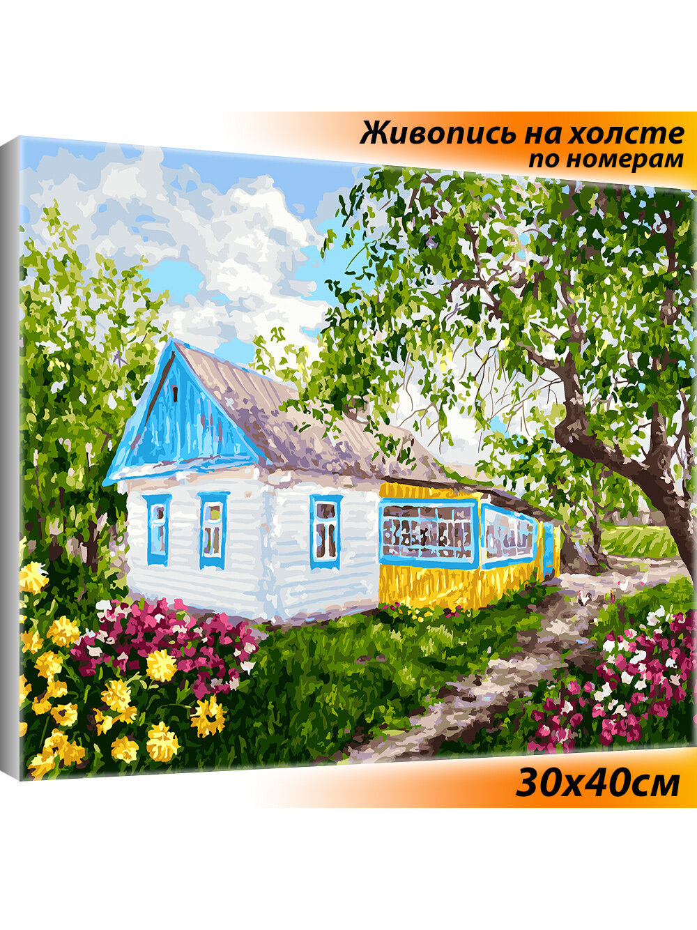 Картина по номерам Белоснежка "Бабушкин дом" / Раскраска / Холст на подрамнике 30х40 см.