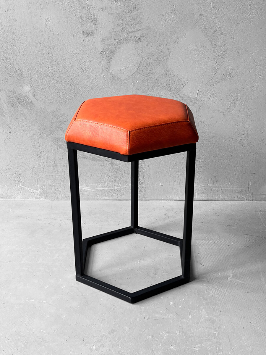 Пуф Loftovik "Оттоман", экокожа, металл, 35 см x 35 см х 50 см, рыжий