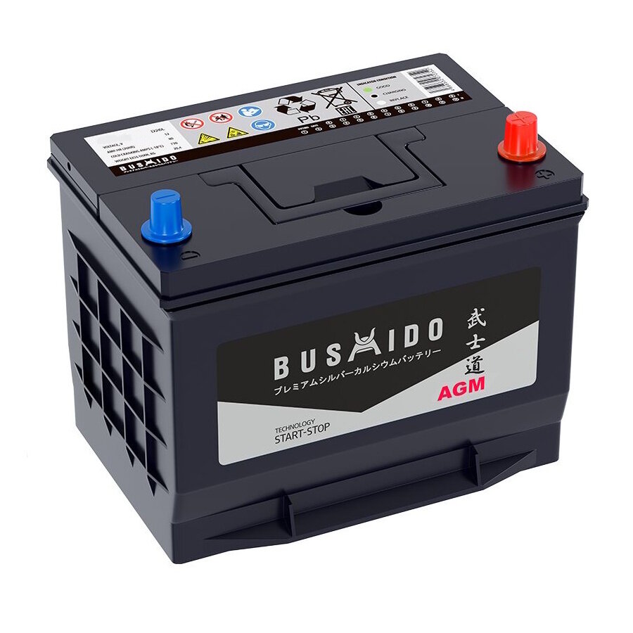 Аккумулятор BUSHIDO AGM D26L (12В 75Ач 710А 260х172х220мм) обр. пол.