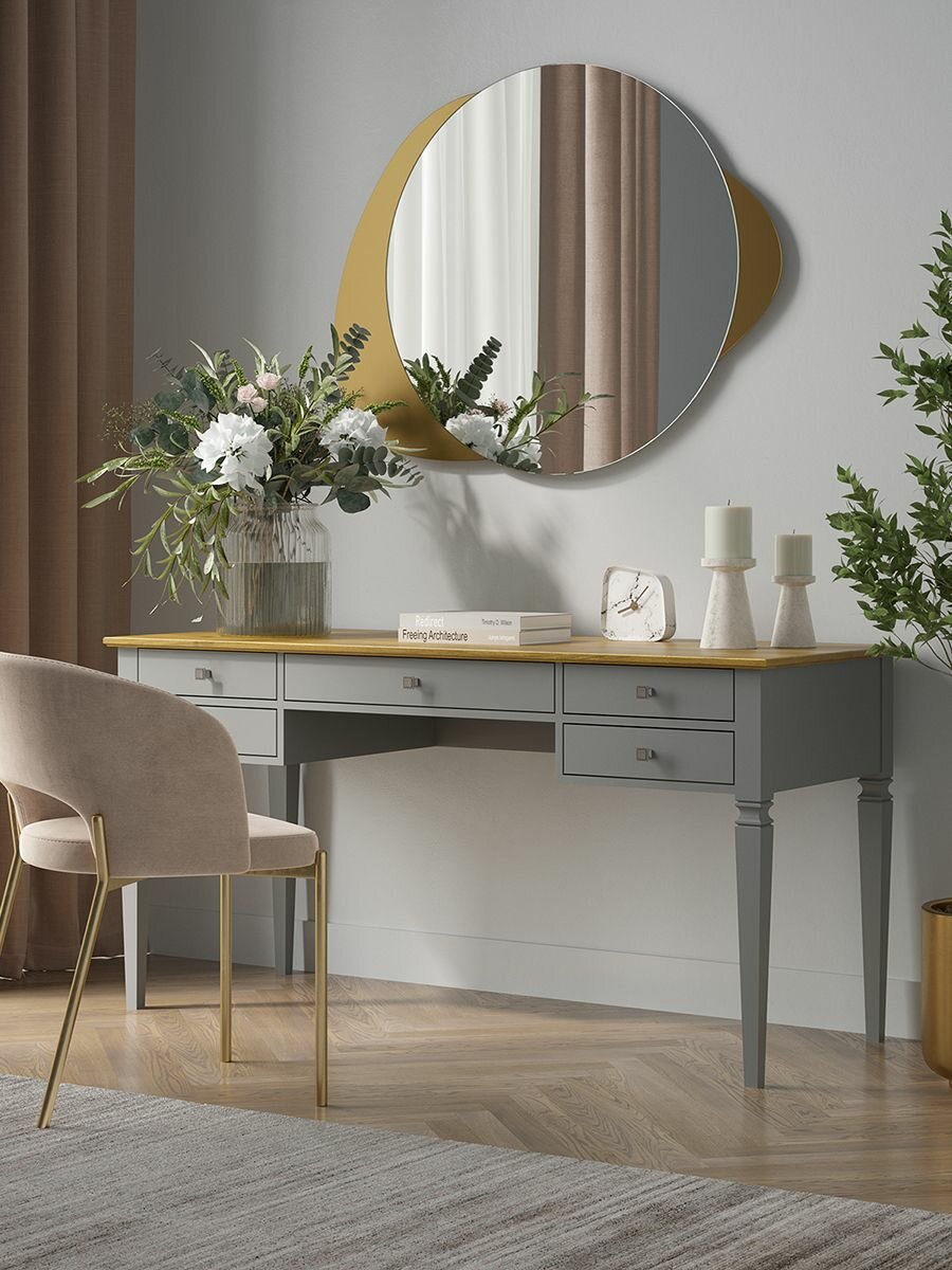 Стол письменный Кабинет Ольса-С 005 (серый 7042-антик 24) Массив сосны