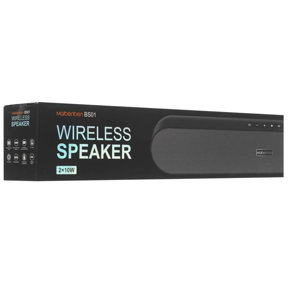 Саундбар Maibenben BS01, Bluetooth, AUX, 20 Вт, 4000 мАч, черный
