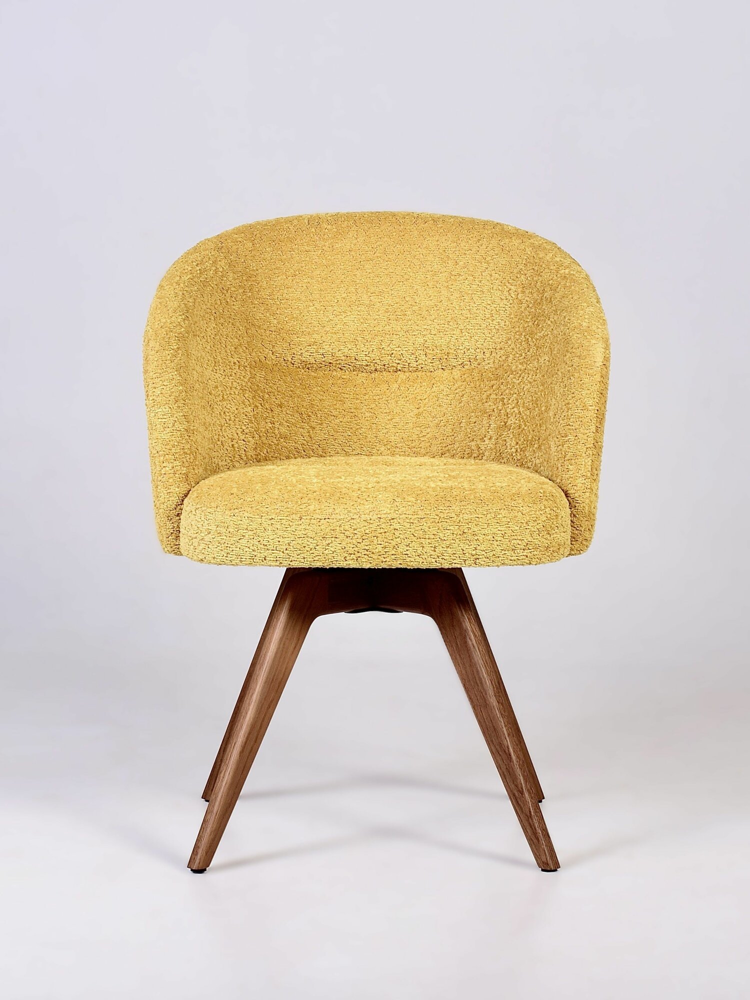 Стул, Ameli, с поворотным механизмом, горчичный шенилл, ножки орех