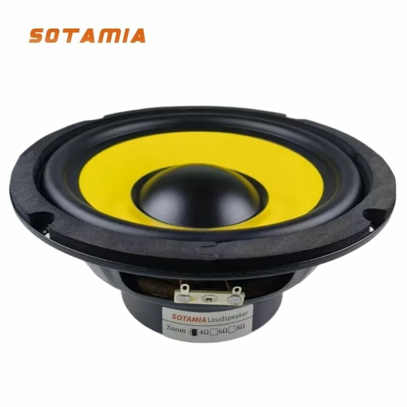 SOTAMIA 1Pcs 6,5-дюймовый динамик сабвуфера 4 Ом, 50 Вт, среднечастотный динамик, мощный громкоговоритель для музыки Hifi