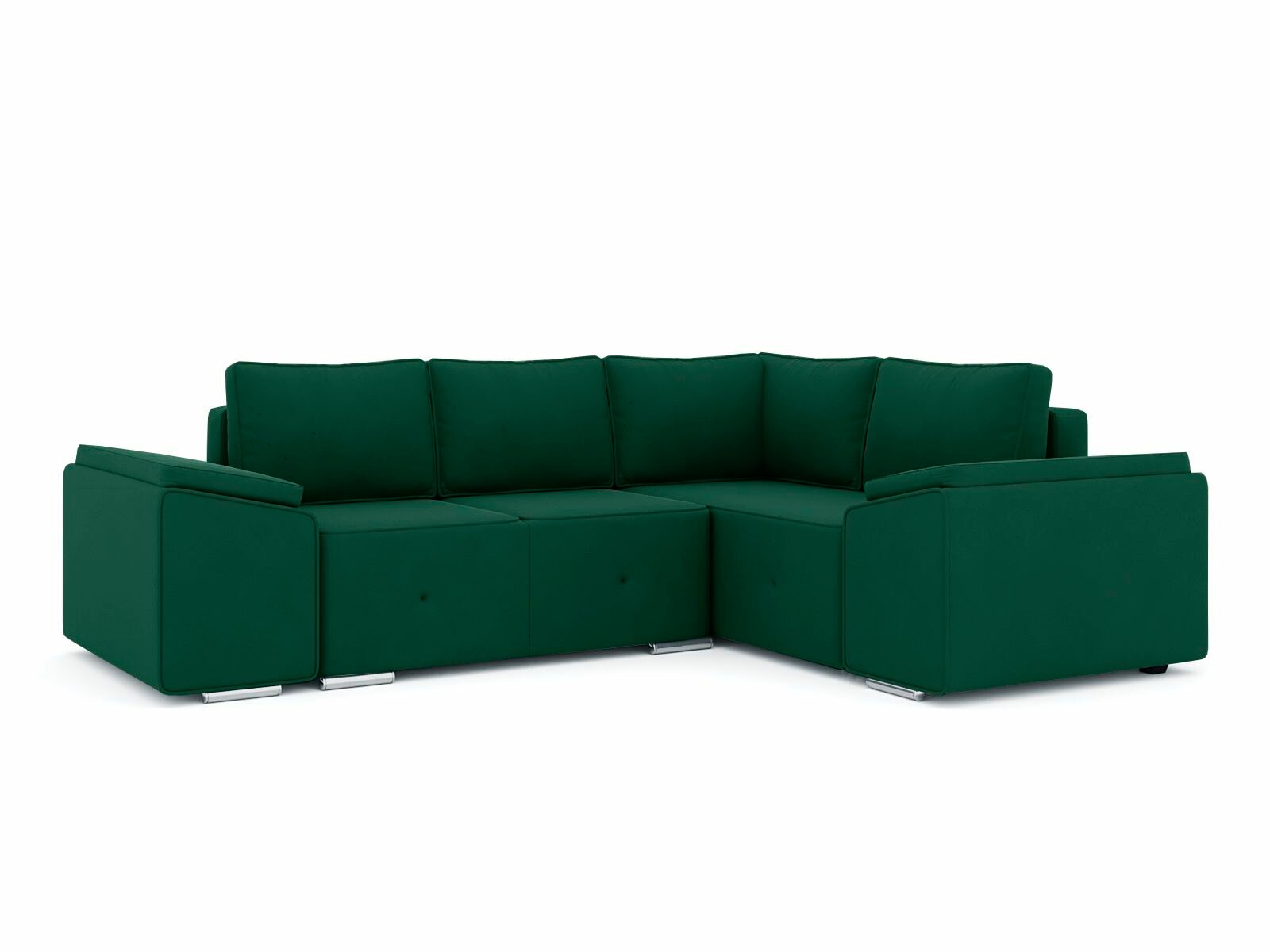 Угловой диван Хавьер 1, еврокнижка, ПБ, угол левый/правый, велюр Зара Малахит 33