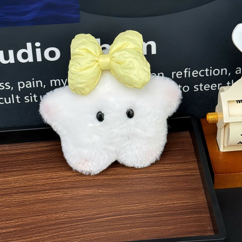 Star plush toy with squeaker and bow chain ultra soft stuffed animal gift for nursery decor