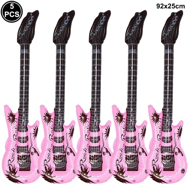 Надувной набор игрушек «Рок-звезда», надувная музыкальная гитара, пианино, саксофон и воздушные шары, украшения для вечеринки в стиле 80-х