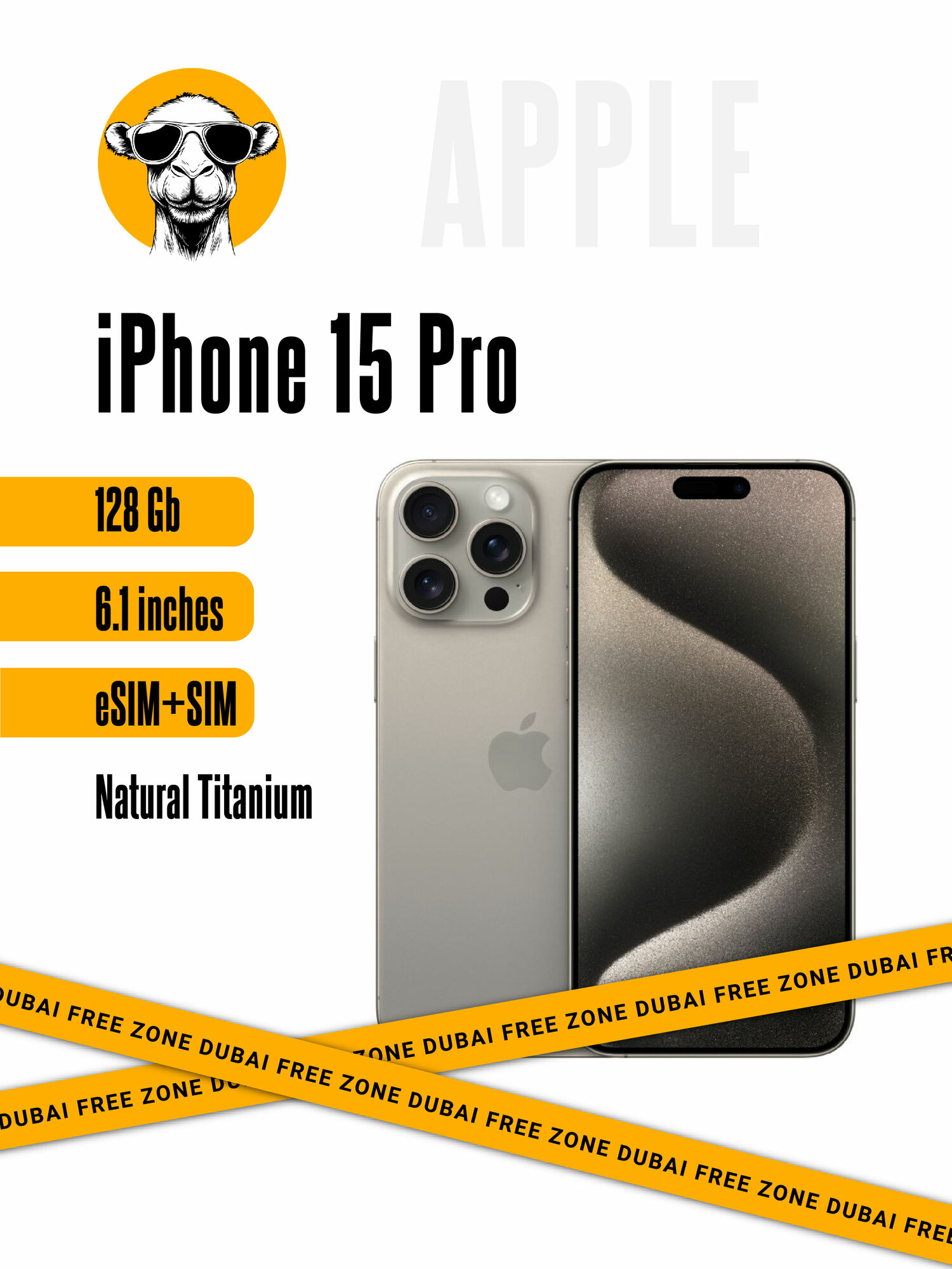 Смартфон iPhone 15 Pro 128GB Natural Sim+E-Sim