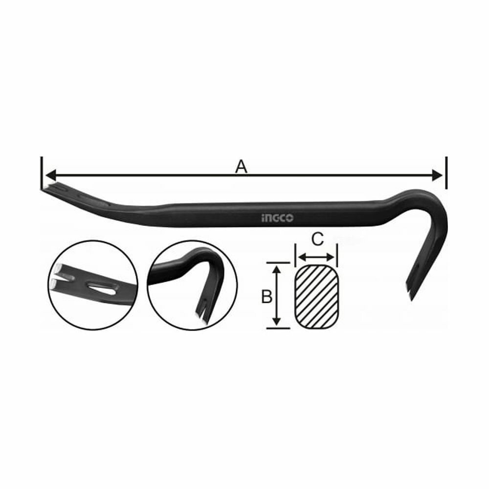 Лом-гвоздодер INGCO 900 мм HWBA01362